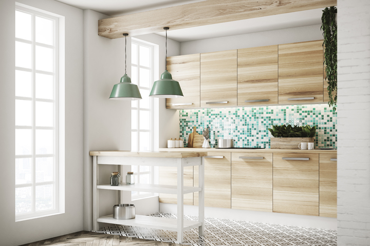 H&H Builders, Inc. | Green Kitchen, Wooden Consoles, Side